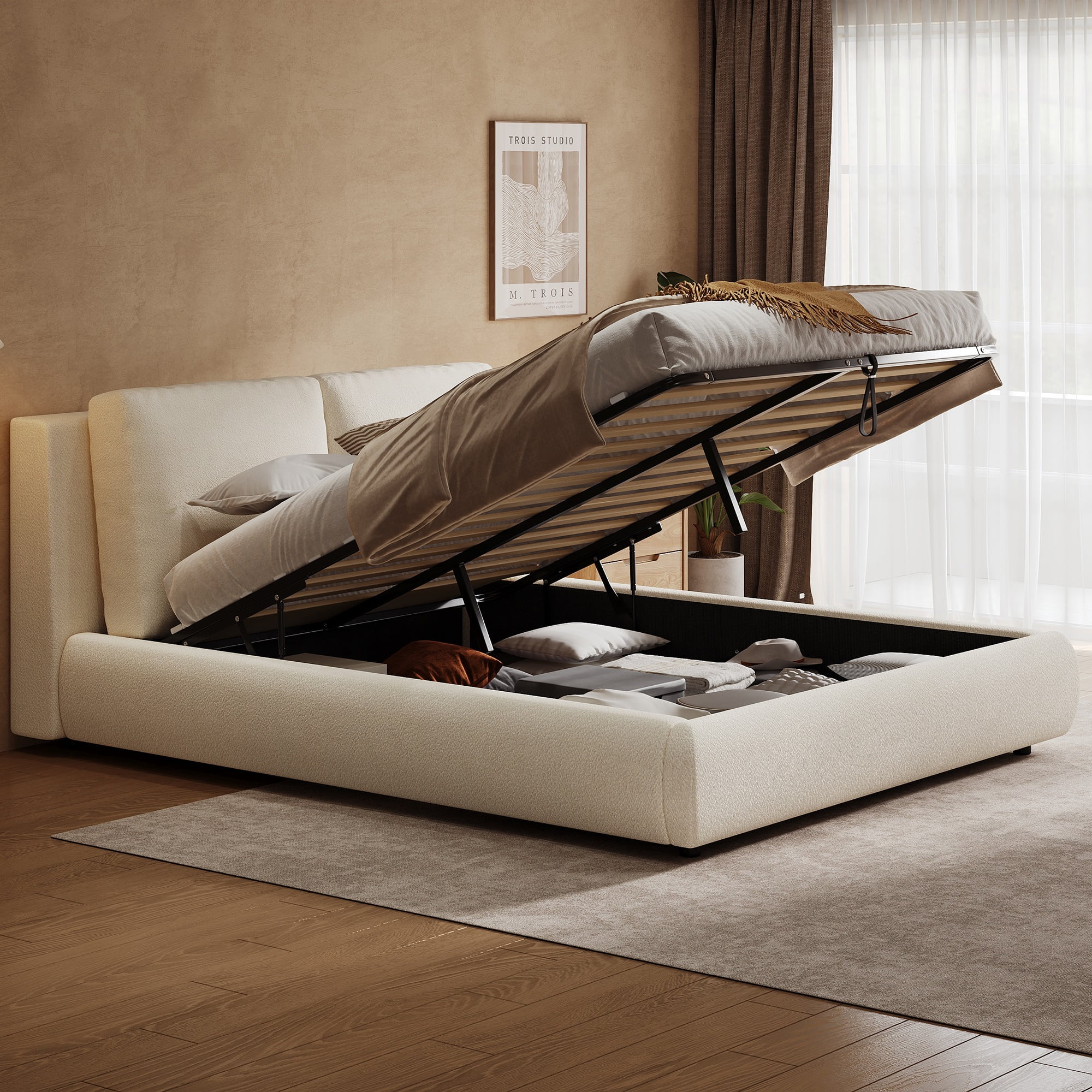 Click here for Velmero Ottoman Hydraulic Lift Storage Platform Be... prices