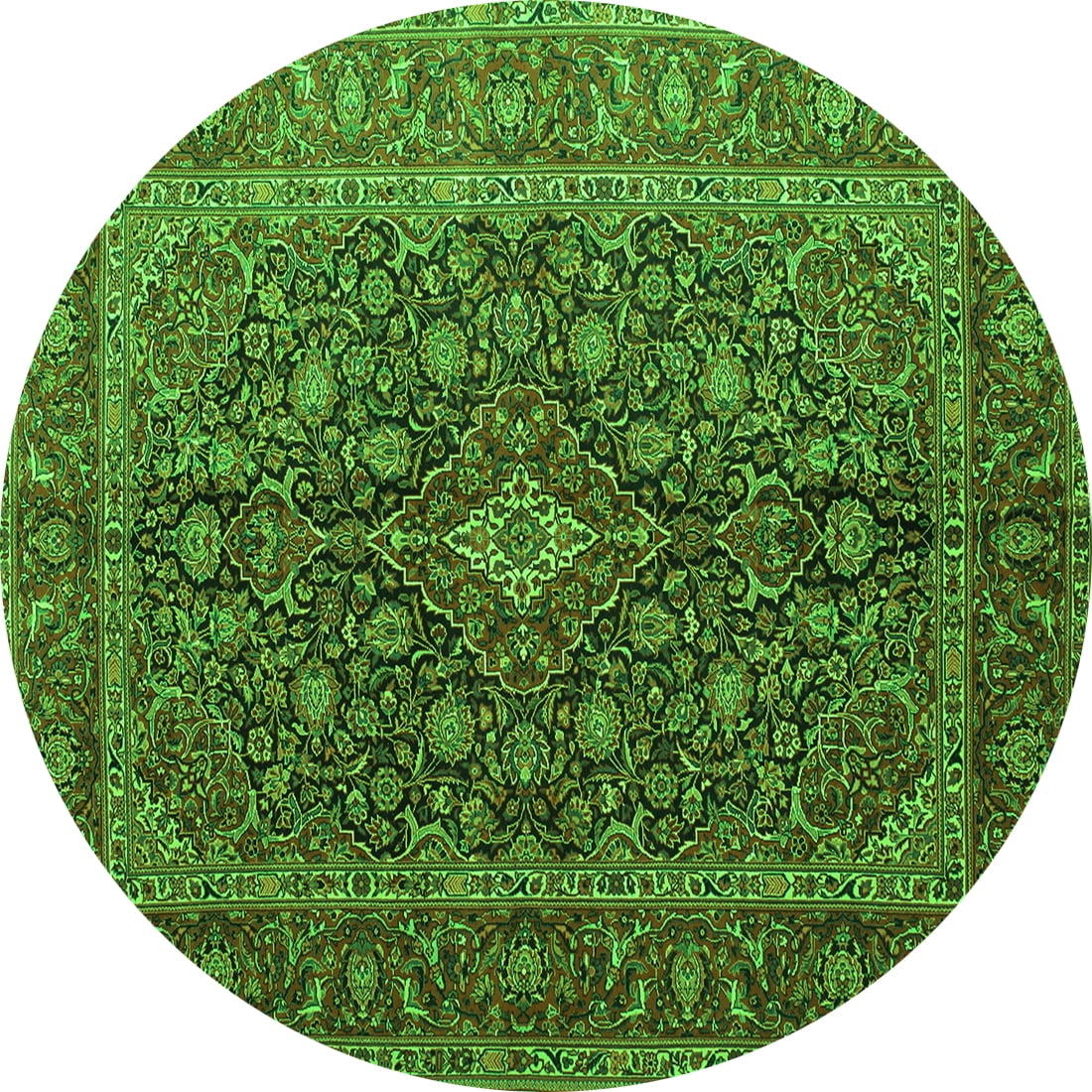 Ahgly Company Indoor Round Medallion Green Traditional Area Rugs, 5 ...