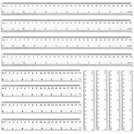 12 Pcs Clear Ruler, Straight Ruler Transparent Measuring Rulers Clear ...