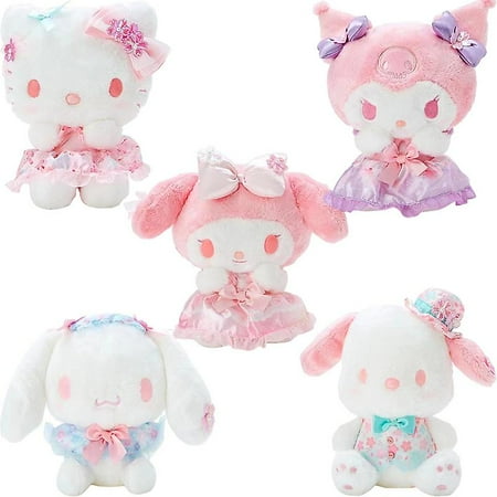 Sanrio Sakura Pink Plush Kitty Kuromi My Melody Cinnamoroll Cute Soft Stuffed Appease Children ...