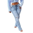 Asgosdo Women Denim Pants Botton High Waisted Ripped Frayed Hem ...