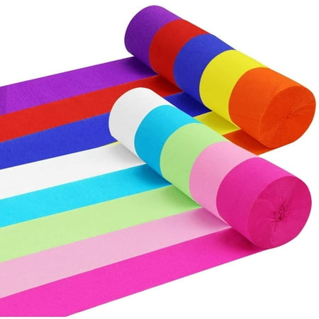 10 Rolls Crepe Paper Streamers in 10 Colors,82ft Party Rainbow ...