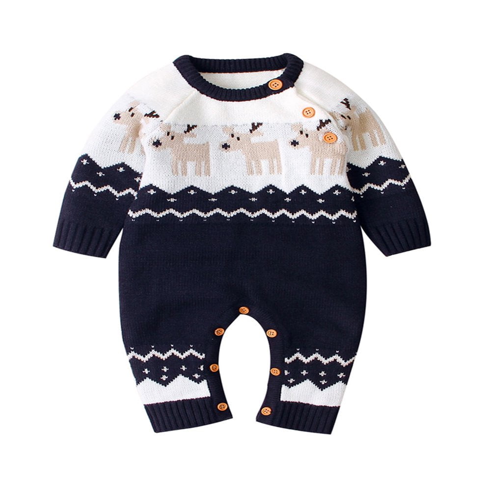 Click here for Generic Baby Christmas Jumpsuit Knit Deer Print Lo... prices