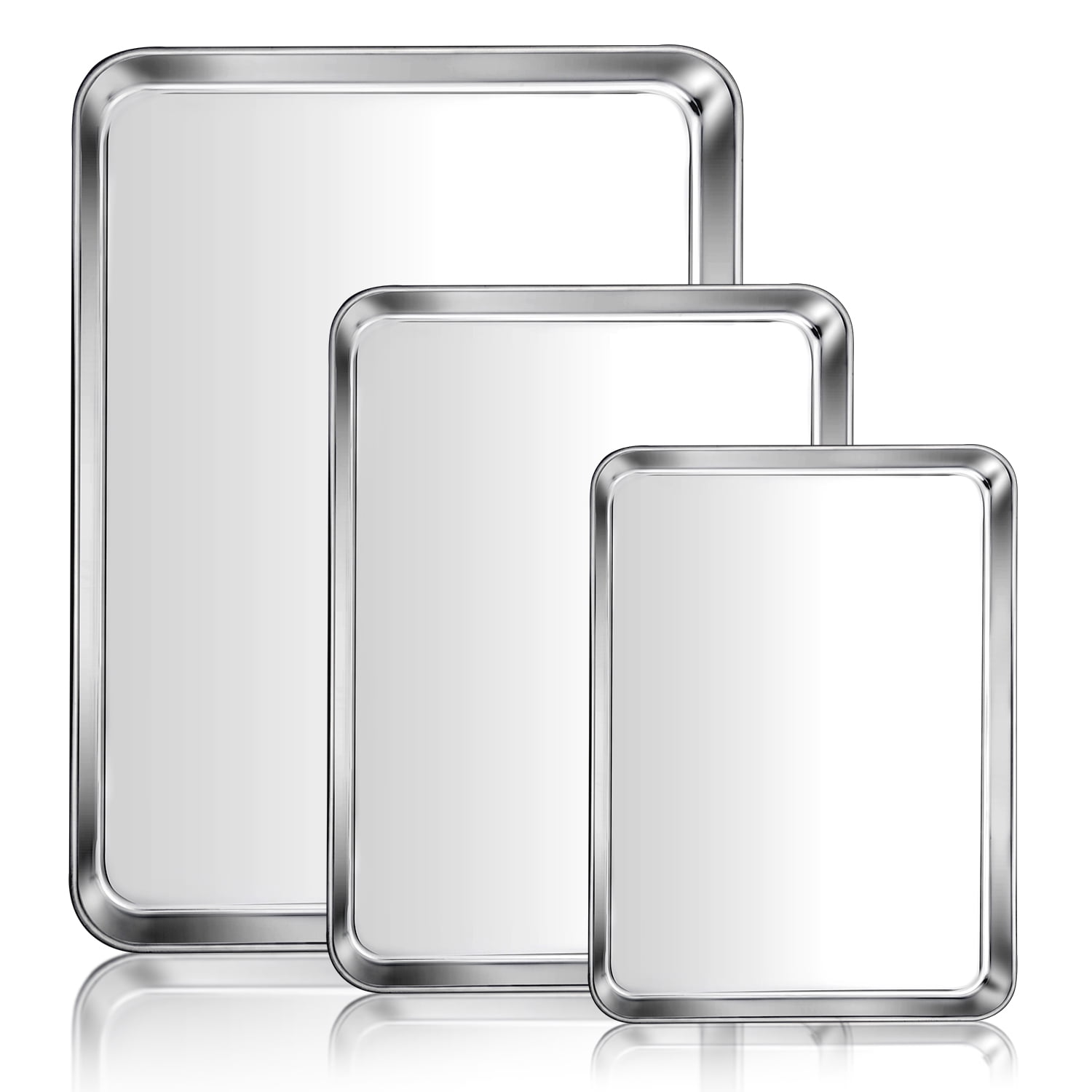 Vesteel Baking Sheet , Stainless Steel Baking Pan Tray Cookie Sheet Set ...