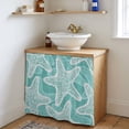 Aqua Starfish Cabinet Curtain, Coastal Summer Ocean Beach Nautical ...