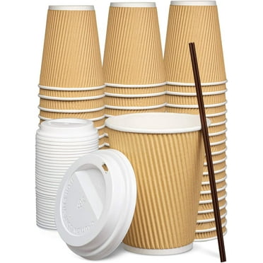 CHARMOUNT 100 Pack 12 oz Single Use Disposable Coffee Cups, Insulated ...