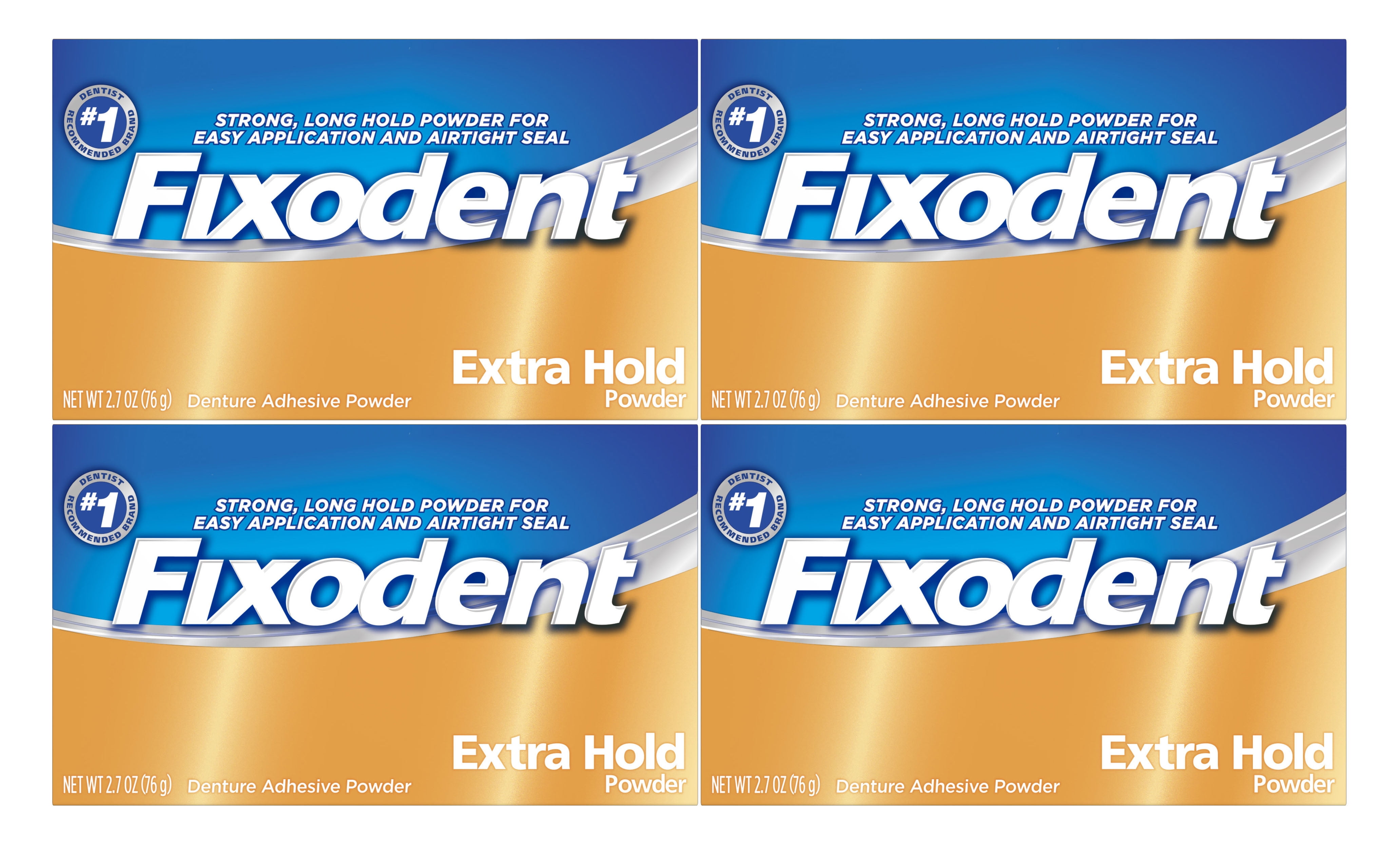 Fixodent Denture Adhesive Powder Extra Hold 2.7 oz, 4 Pack - Walmart.com