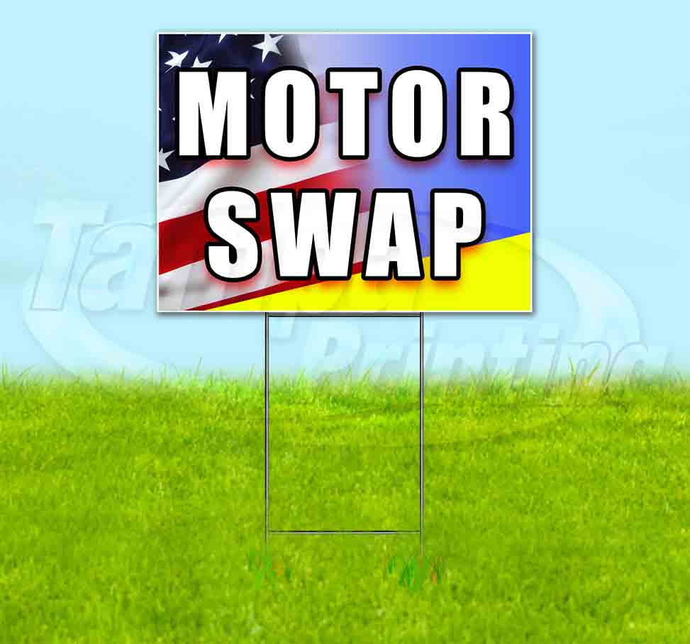Motor Swap Flag (18" x 24") Yard Sign, Includes Metal Step Stake ...