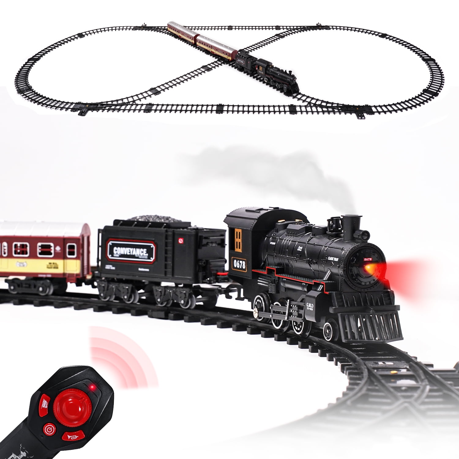 AUOSHI Electric Train Set Toy, Rechargeable RC Train Set W/ Realistic ...