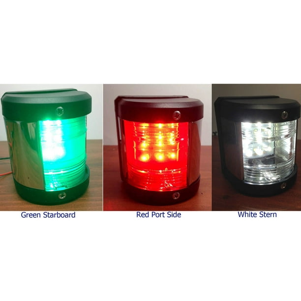 MARINE BOAT GREEN STARBOARD, RED PORT SIDE & STERN LED NAVIGATION LIGHT ...
