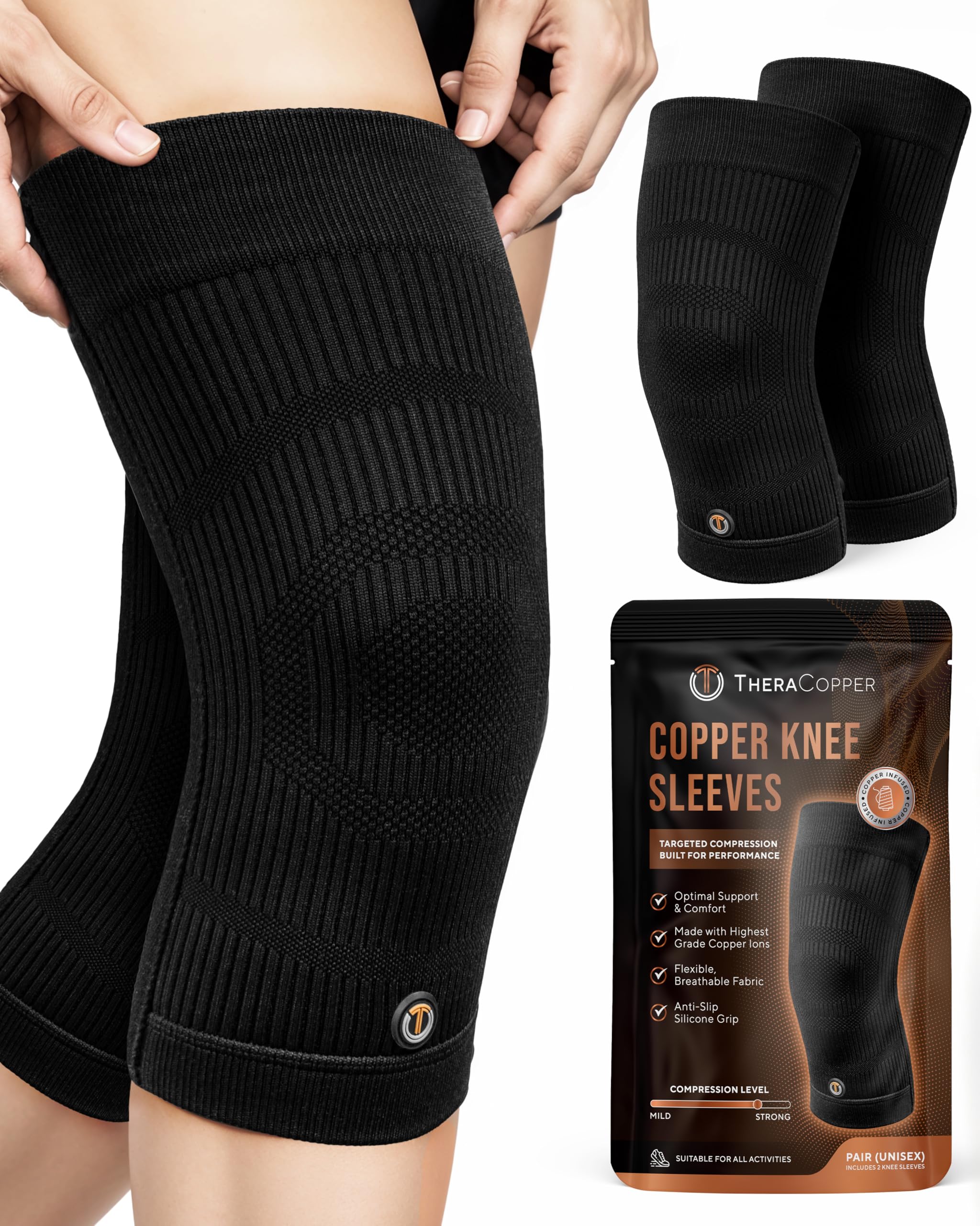 Rodillera TheraCopper Copper para hombre y mujer, talla XXL (paquete de ...