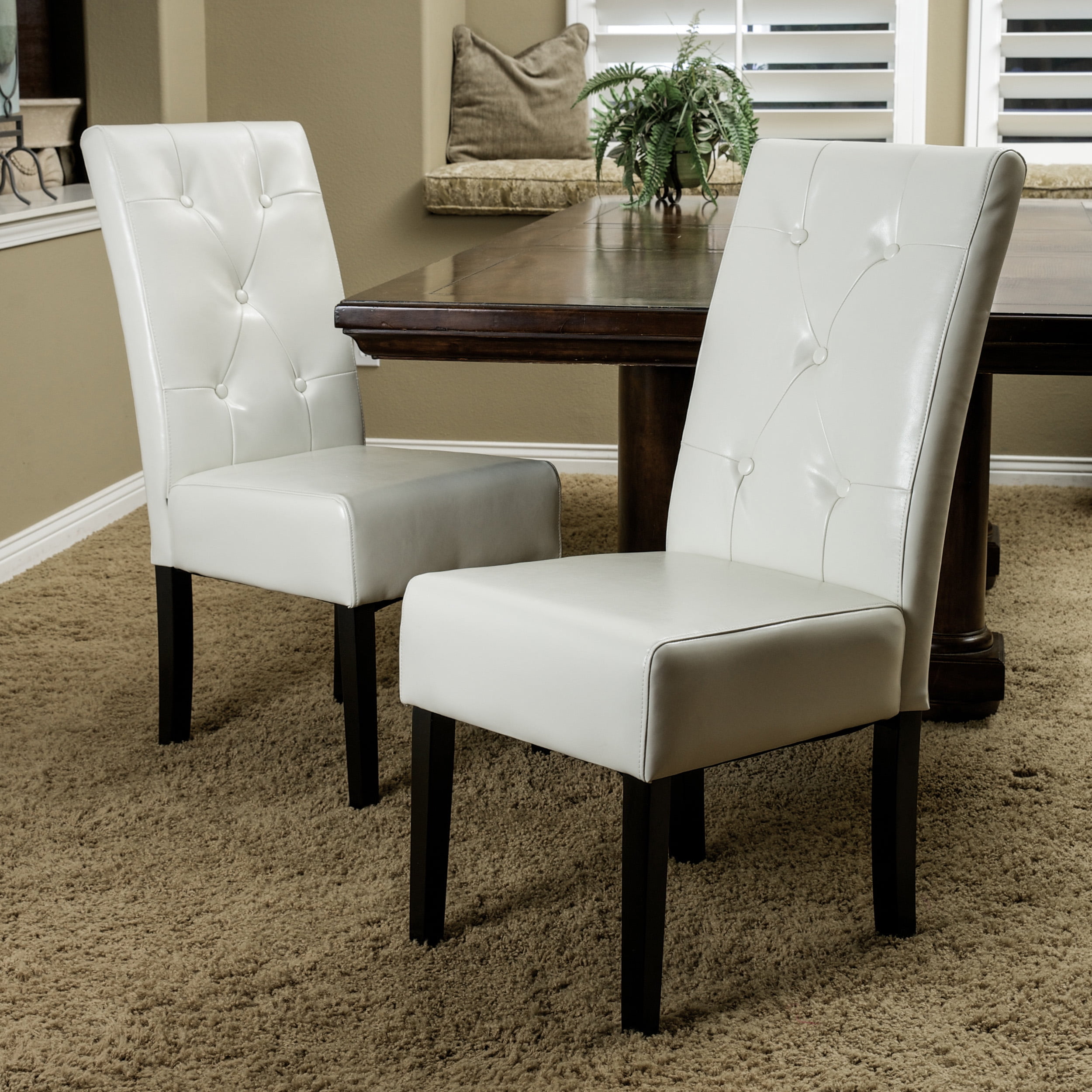 Noble House Wilson Ivory Bonded Leather Dining Chair, Set of 2 ... Noble House Wilson Ivory Bonded Leather Dining Chair, Set of 2 ...