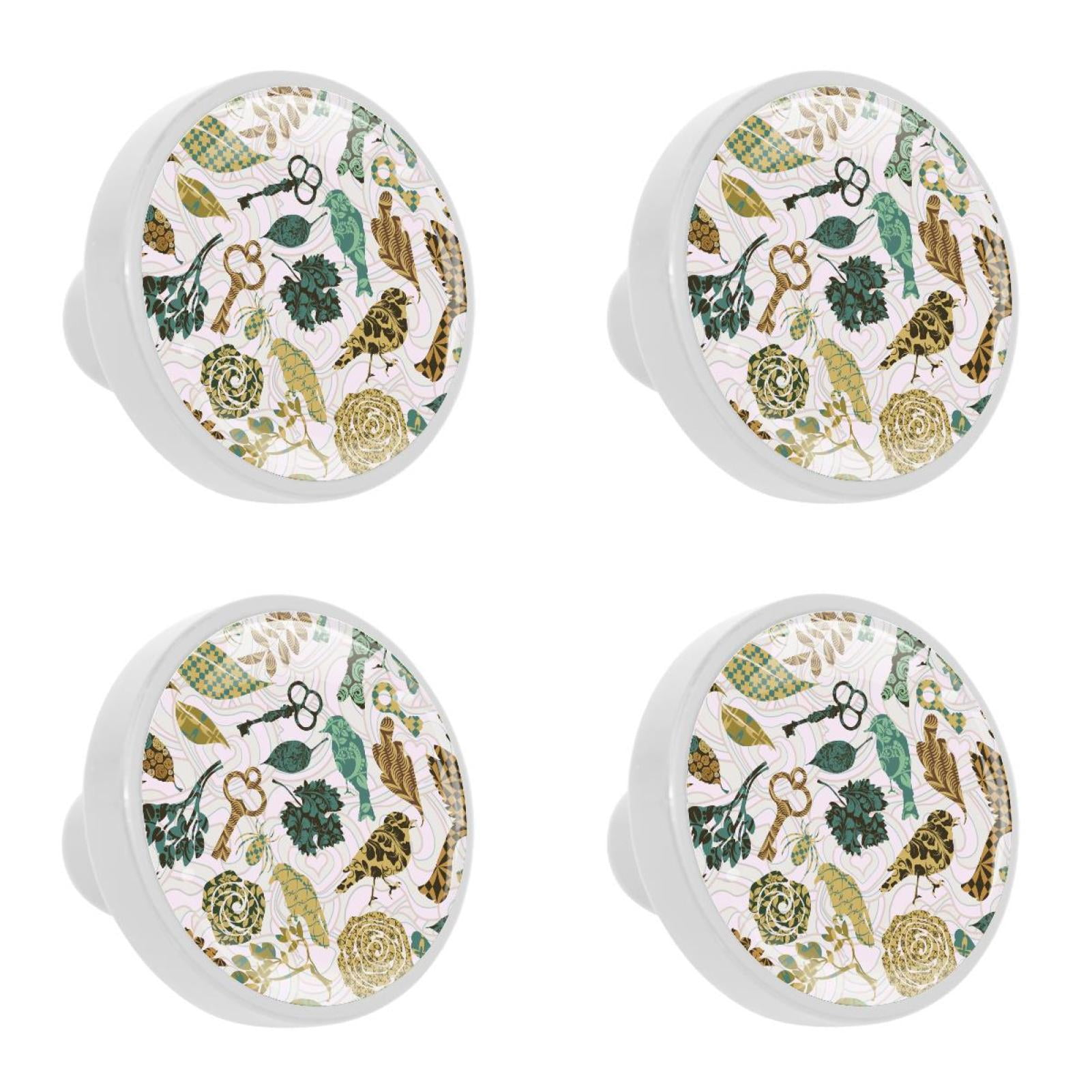 4 Pcs Birds Keys and Leaves Knobs for Kitchen Cabinet Cupboard Dresser ...