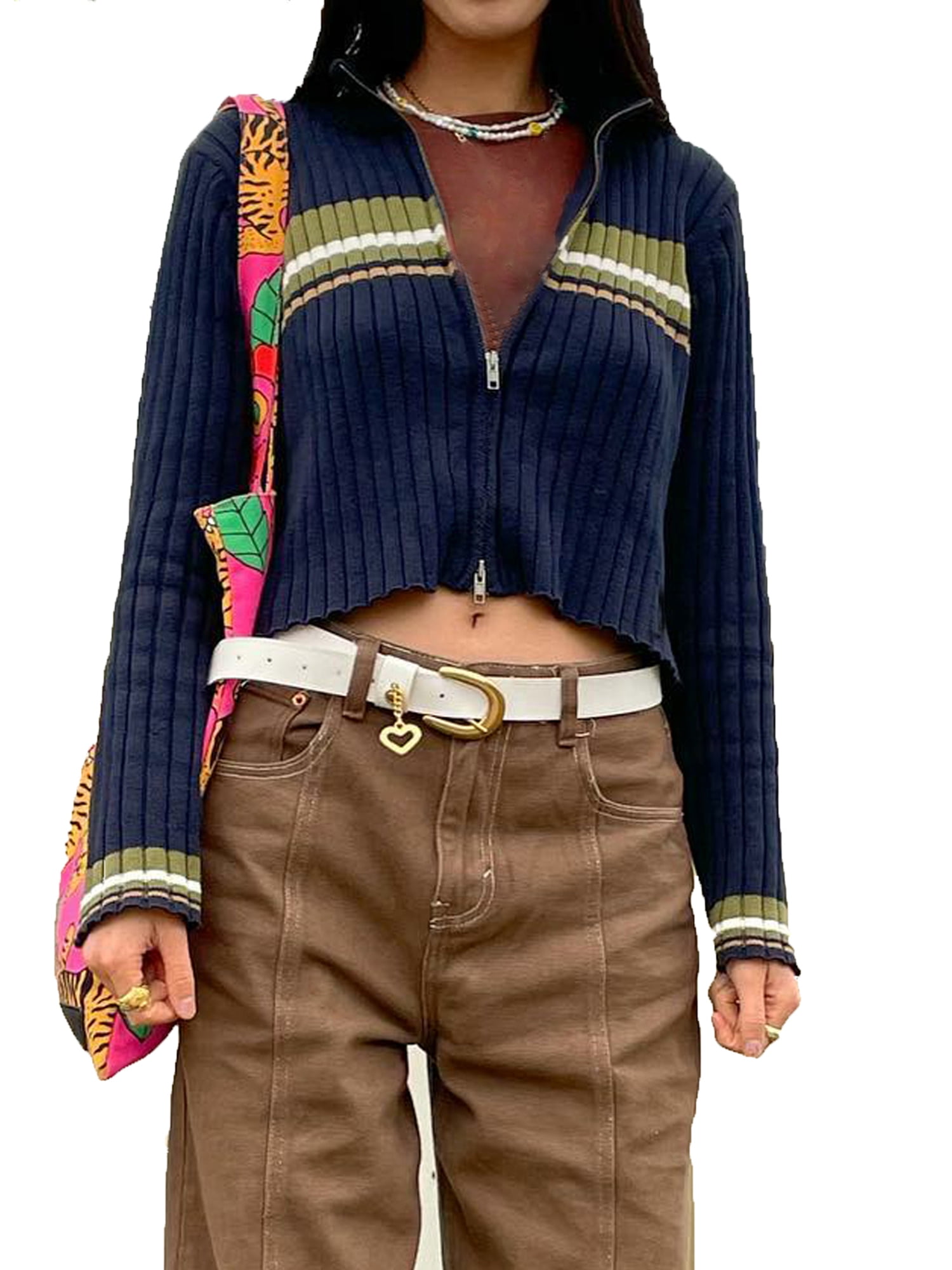 Liacowi Women Juniors Knit Cardigan Long Sleeve Sweater Striped ...