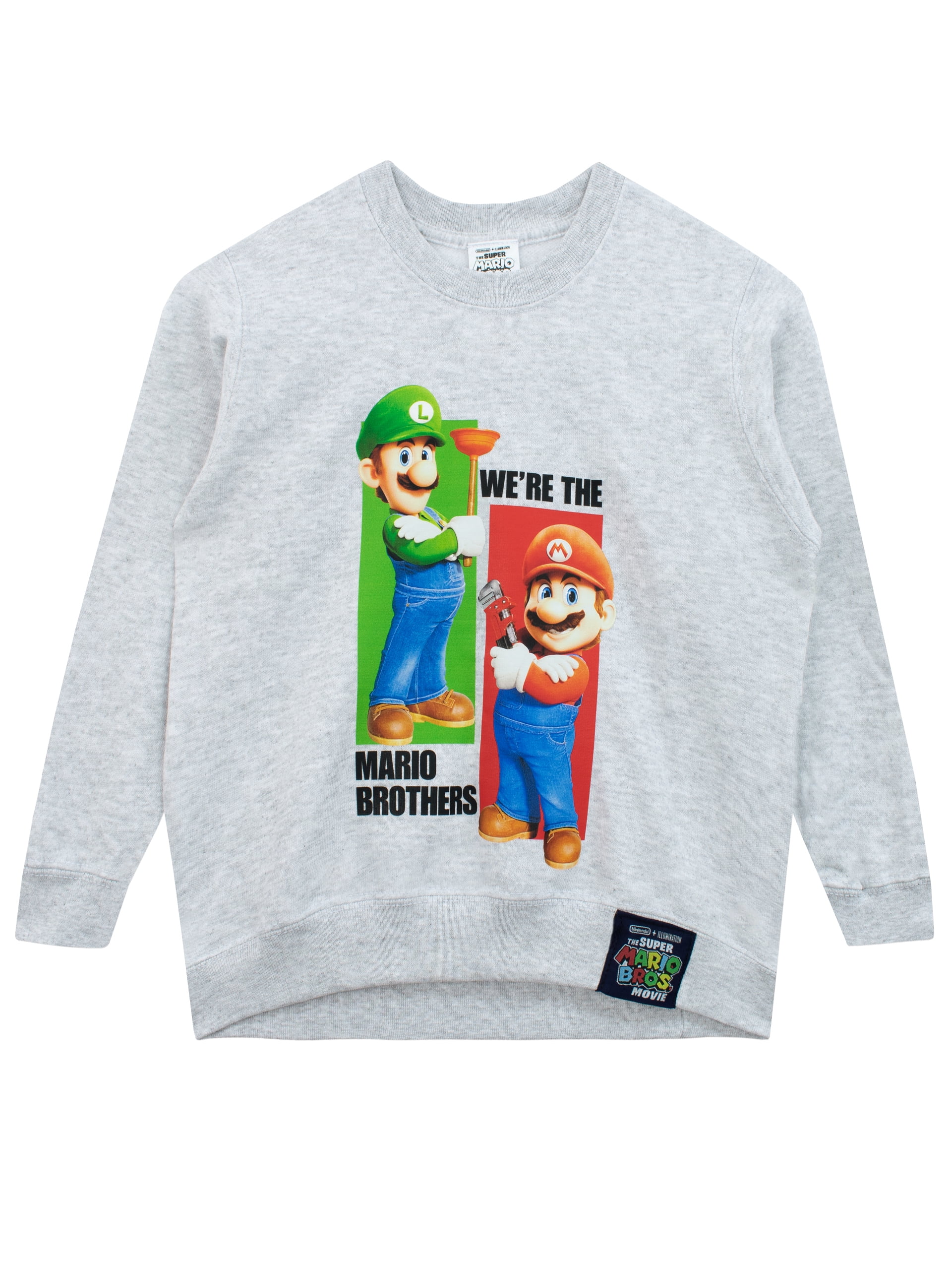 Super Mario Boys Mario and Luigi Sweater Grey Sizes 4-14 - Walmart.com