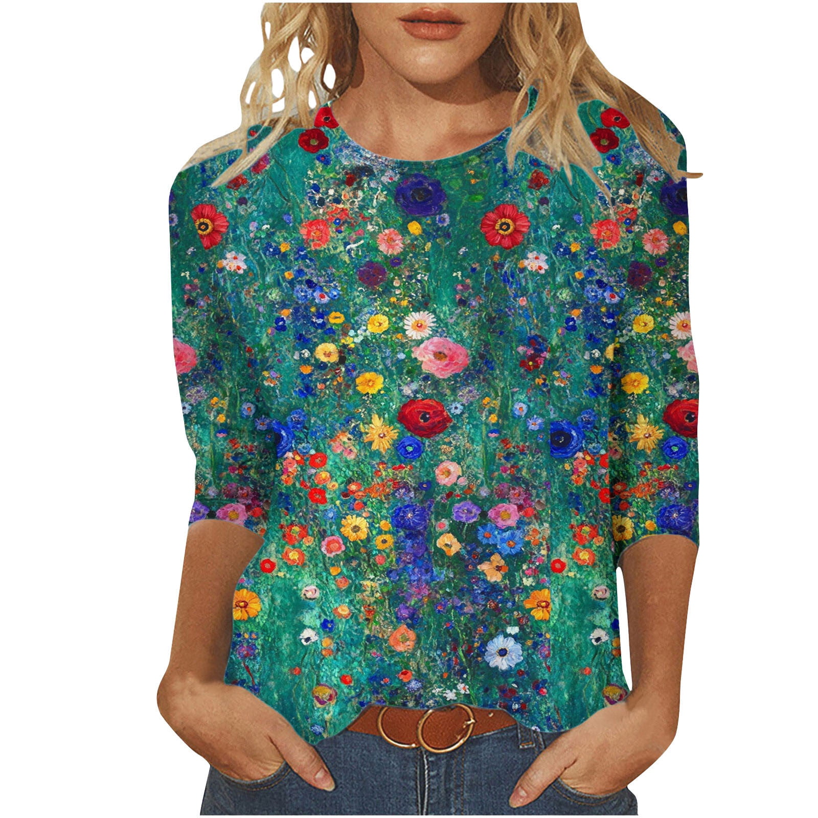 Click here for Unbranded T Shirt For Women  3/4 Sleeve Loose Fit... prices