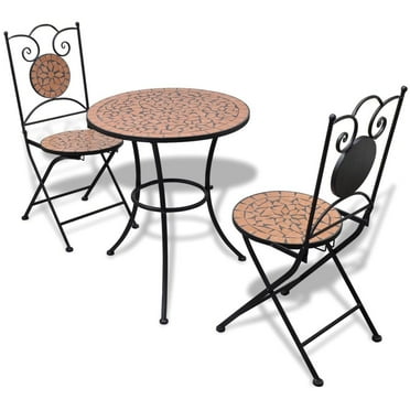 vidaXL 3 Piece Mosaic Bistro Set Ceramic Tile Black and White - Walmart.com