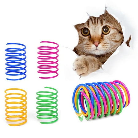 8PCS Cat Spring Toy Creative Plastic Flexible Cat Coil Toy Cat ...