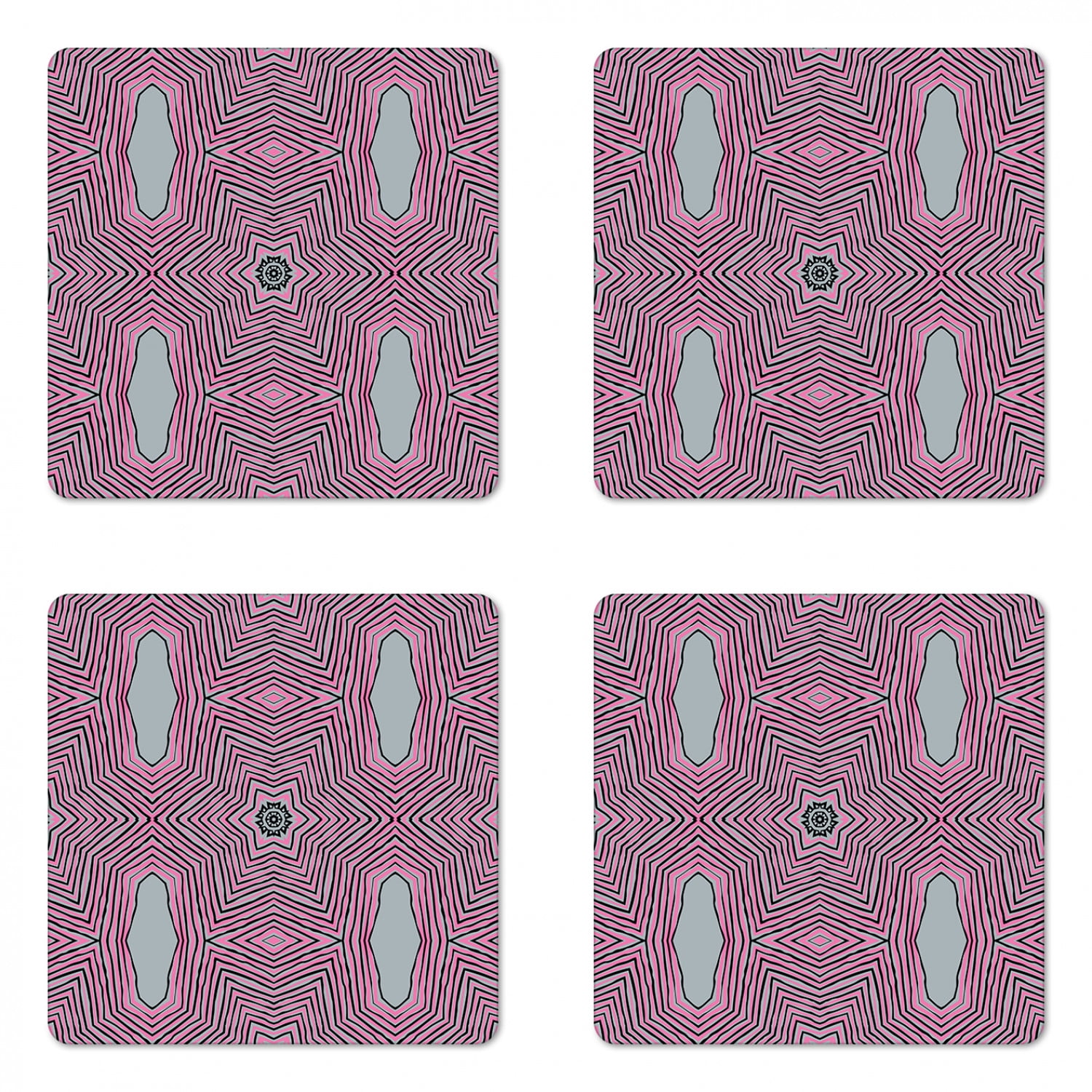 Geometric Coaster Set of 4, Hypnotizing Symmetrical Thin Lines Forming ...