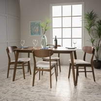 Noble House Lucca Mid Century Natural Walnut Wood Mint 5 Piece Dining ...