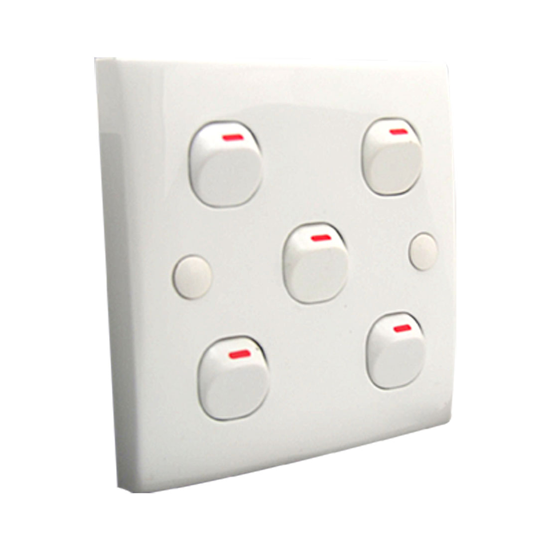 White 5 Gang Button 10A 250V Wall Mount Light Switch Plate - Walmart.com