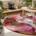 Abstract Mosaic Round Living Room Rugs 6 ft, Vintage Boho Pink Orange ...