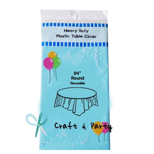 (4 Packs) Aqua Premium Round Heavy-Duty Plastic Table Covers ( Reusable ...