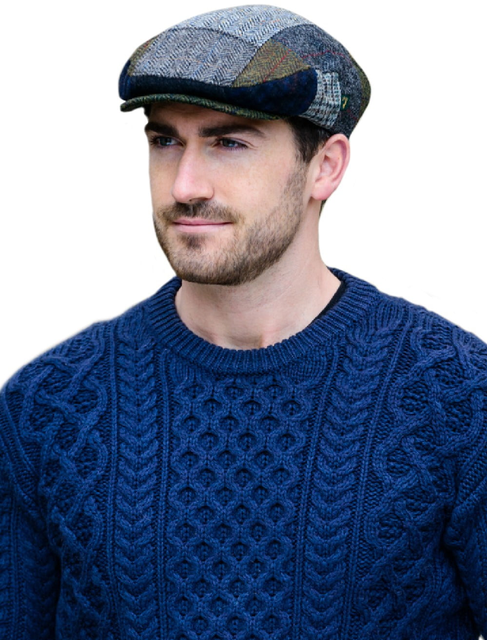 Mucros Weavers Men's Irish Flat Cap Tweed Trinity Patchwork Hat Made in ...