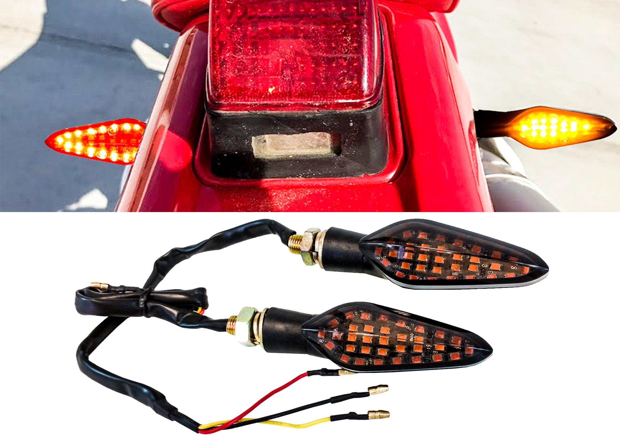 Dual Color Red Amber LED Running Light Turn Signal Smoke Lens 12 Volts ...