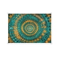 Abstract Art Sun Shade Sail 12'X16' Teal Yellow Tie-Dye Art Ethnic ...