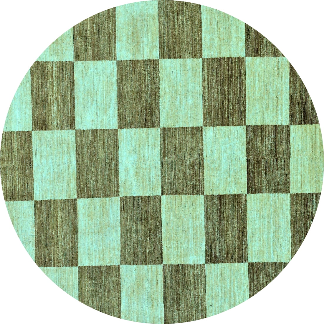 Ahgly Company Indoor Round Checkered Light Blue Modern Area Rugs, 6 ...