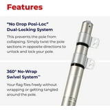 EZ-Pole Liberty 17 ft. Aluminum Telescopic Flagpole Kit with Swivels ...