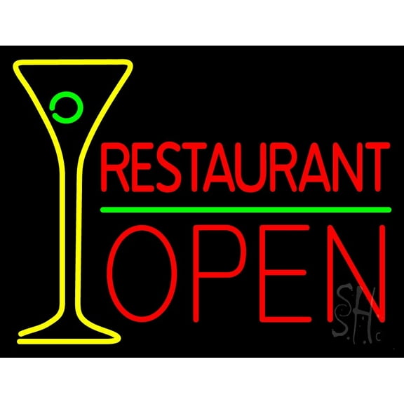 Martini Glass Club LED Neon Sign 24 x 31 - inches, Clear Edge Cut ...