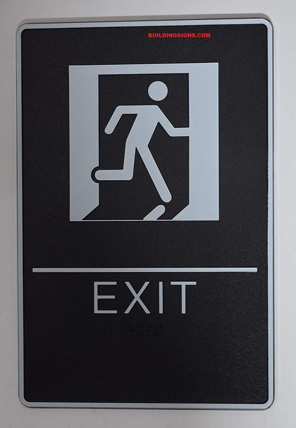 EXIT Sign with Tactile Graphic (Black,6x9 Comes with Double Sided Tape ...