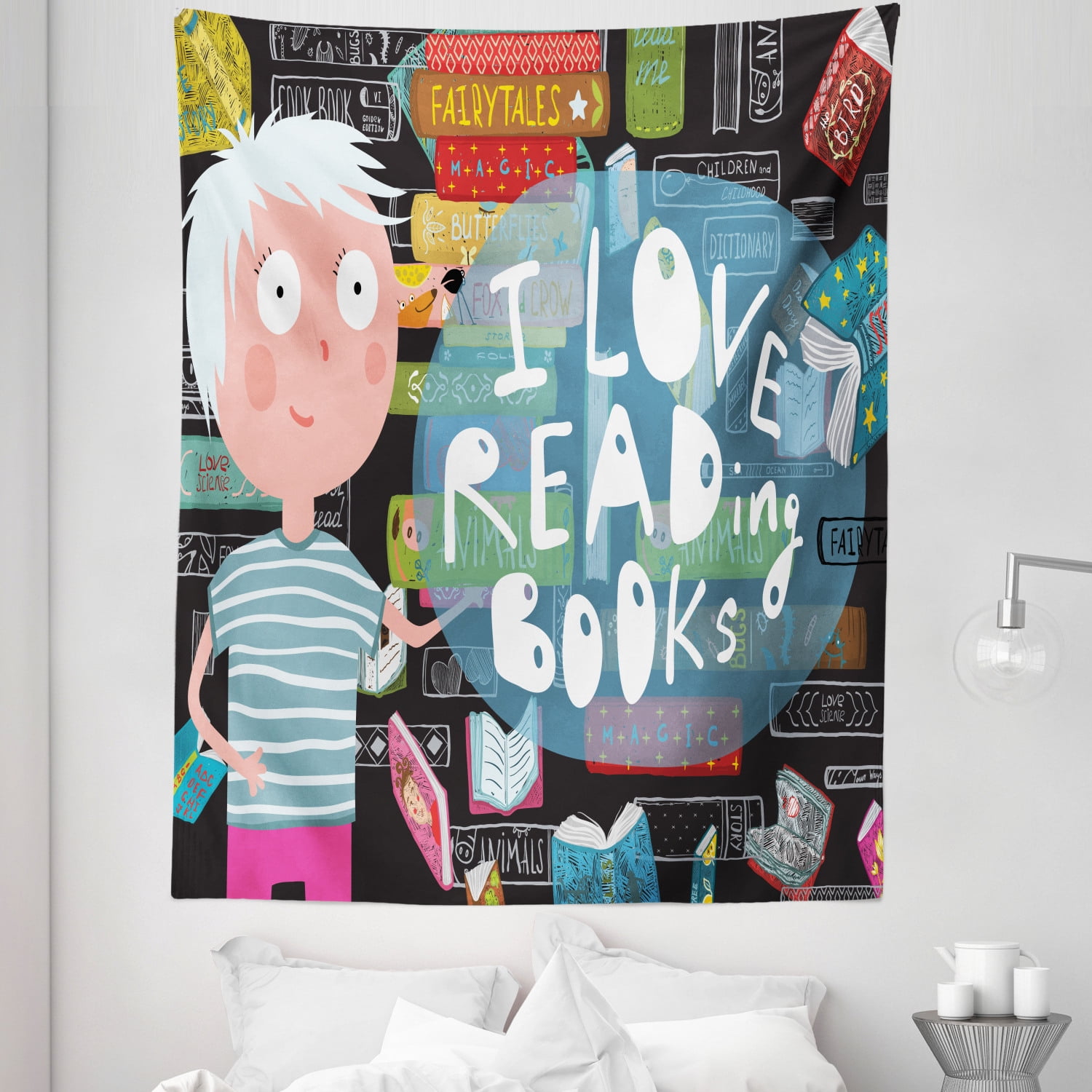 Reading Saying Tapestry, Love Books Background Smart Clever Lettering ...