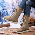 AUDeals Women's Mid Calf Winter Boots Insulated Lace Up Round Toe Anti ...