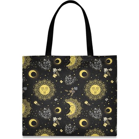 Bohemian Sun Moon Stars Vintage Large Shoulder Tote Bag Lightweight ...