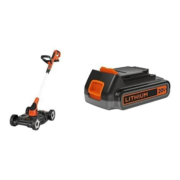 BLACK+DECKER 3-in-1 Lawn Mower with Extra Lithium Battery 2.0 Amp Hour ...
