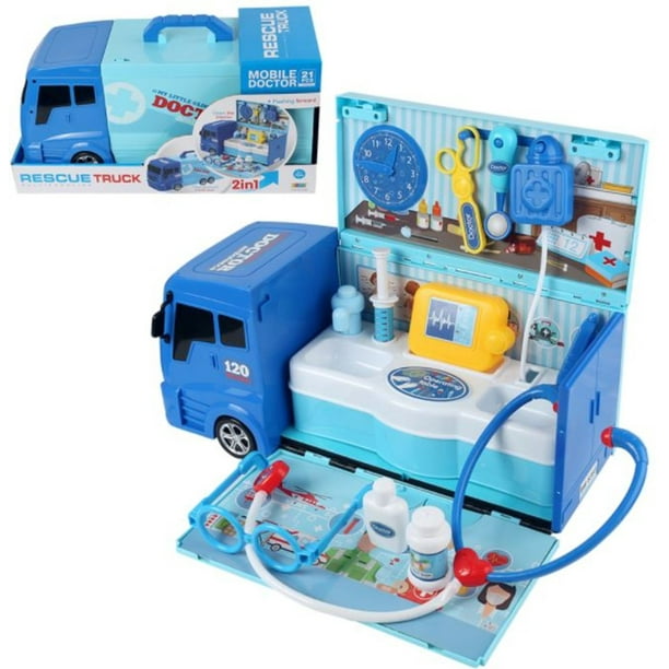 Doctor Cart Medical Truck Kit Toys for Kids with Stethoscope, Pet Care ...
