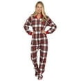 Footed Pajamas Festive Plaid Adult Hoodie Fleece One Piece Adult