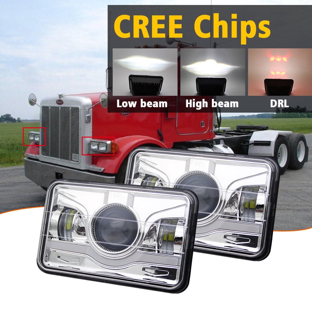 2x 4x6'' LED Headlight Sealed Beam HID Bulbs For Kenworth Peterbilt 357 ...