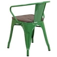 Flash Furniture Green Metal Chair with Wood Seat and Arms - Walmart.com