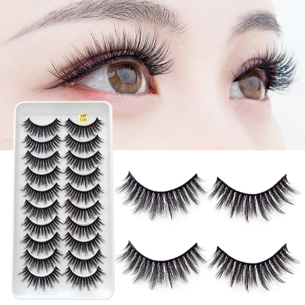 False Eyelashes Makeup 3D Thick Curled Eyelashes With Tapered End For ...