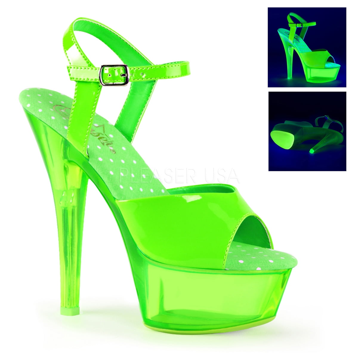 PLEASER KISS-209UVT Women Neon UV Reactive High Stiletto Heel Ankle ...