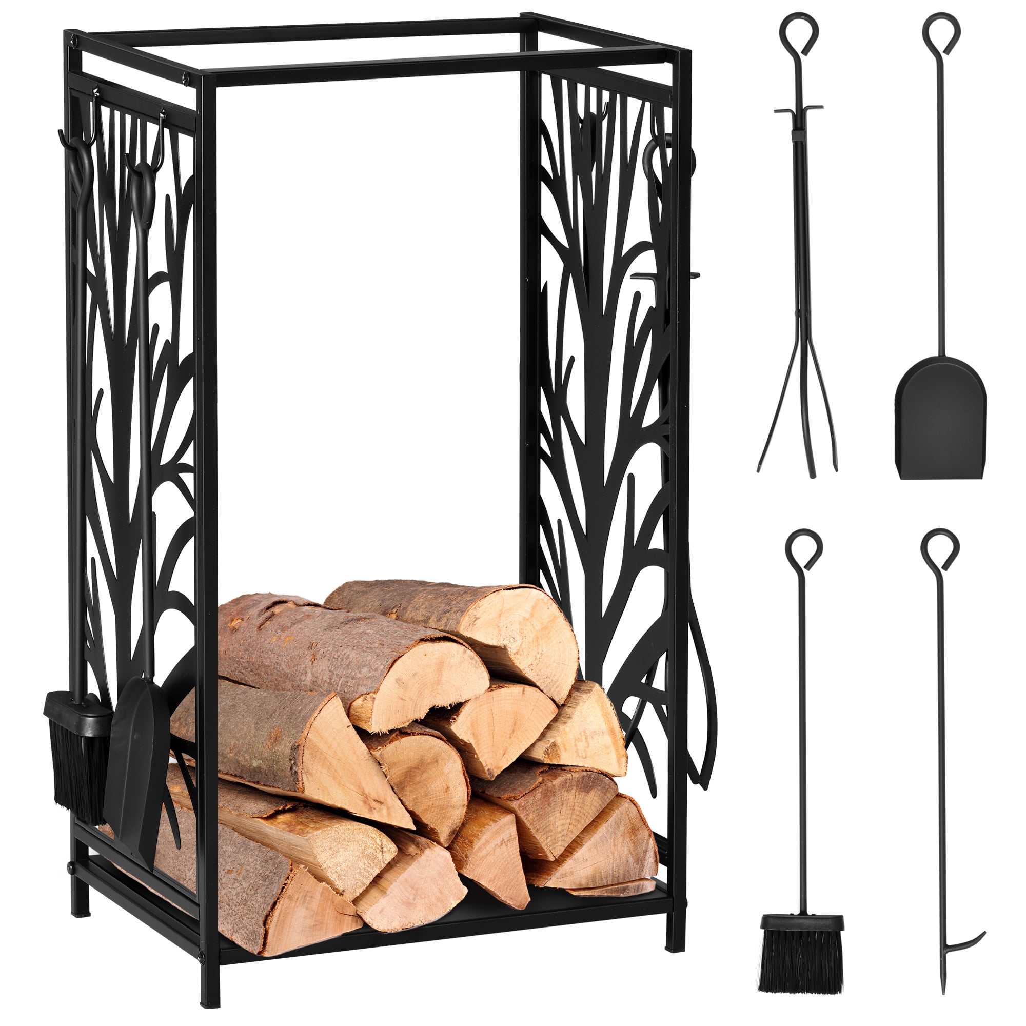 Click here for Homcom Firewood Rack Outdoor Log Holder  Black  18... prices