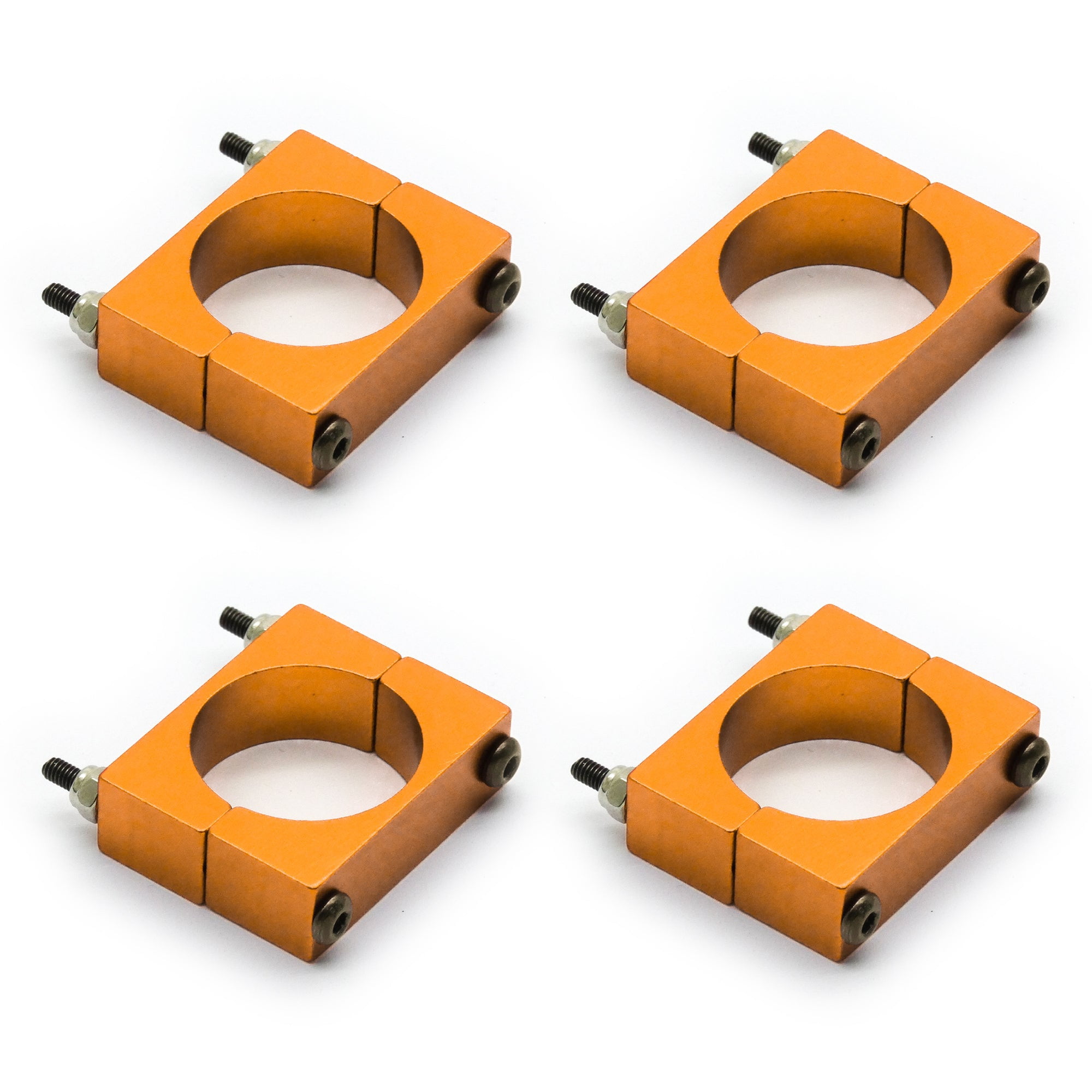 4 Sets 20mm Diameter CNC Aluminum Tube Clamp Mount (Orange Anodized ...