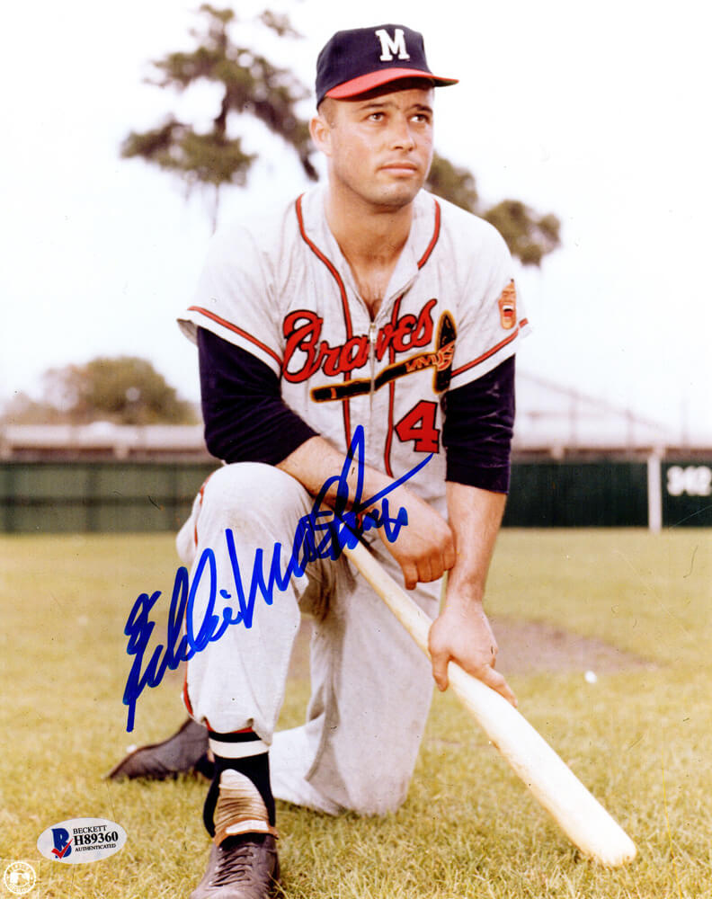 Eddie Matthews Signed Braves Kneel Pose With Bat 8x10 Photo - Walmart.com
