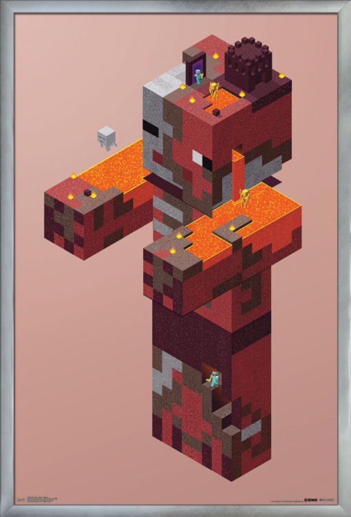 Minecraft - Pigman Nether Wall Poster, 22.375" x 34", Framed - Walmart.com