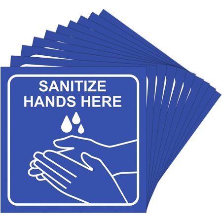 10 Pieces Sanitize Hands Here Signs Stickers Use Hand Signs 6 x 6 Inch ...