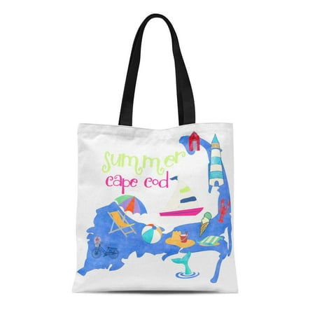 HATIART Canvas Tote Bag Watercolor Massachusetts Cape Cod Summer ...